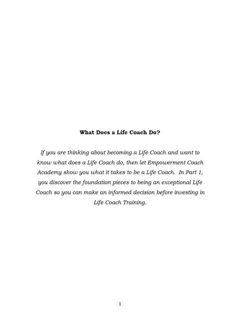 What Does a Life Coach Do Part 1 | PDF | Goal | Empowerment