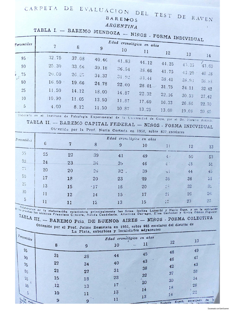 Puntajes Raven Adultos | PDF