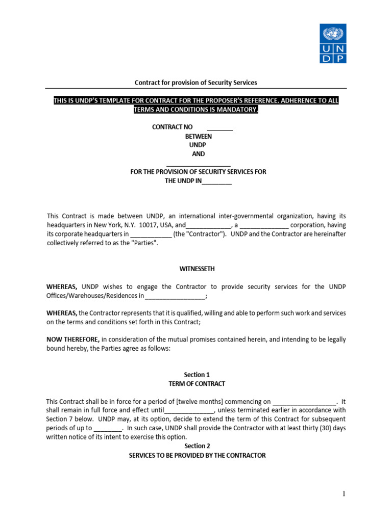 UNDP Security Agreement | PDF | Indemnity | Liability Insurance