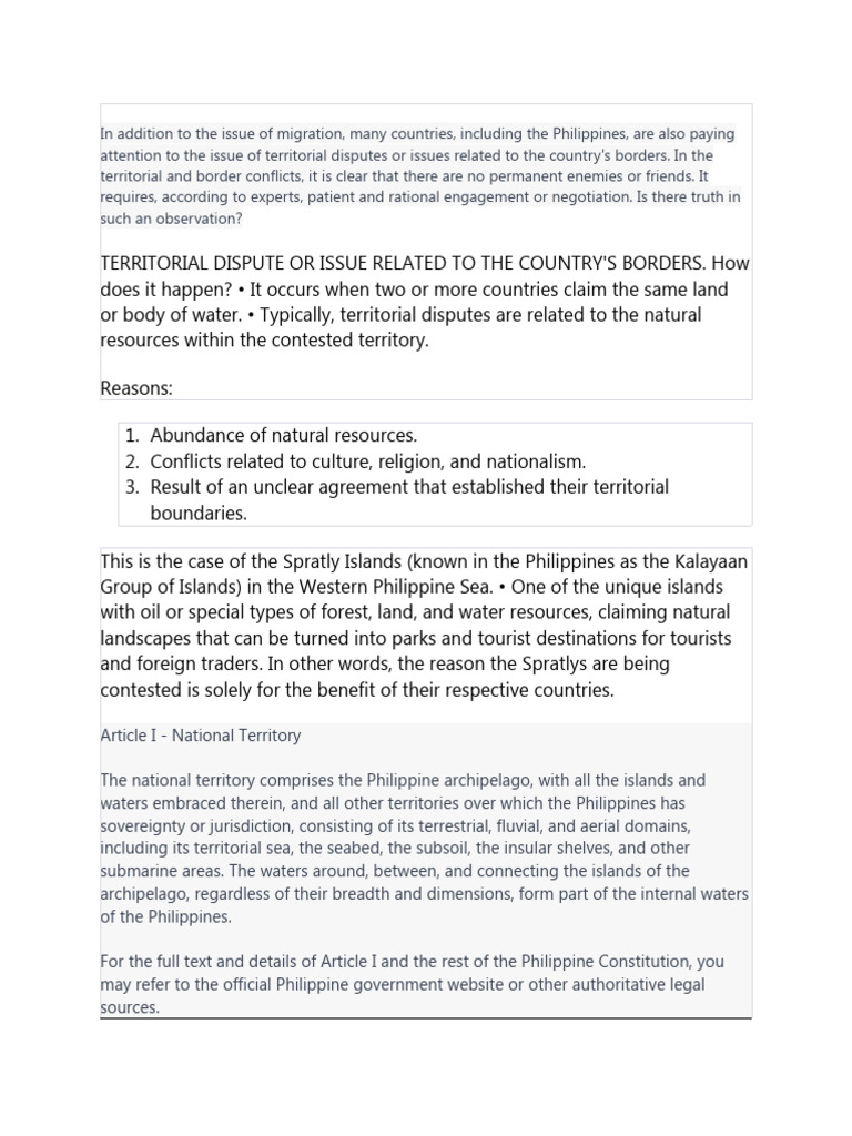 Understanding Territorial Disputes and Borders | PDF | International ...