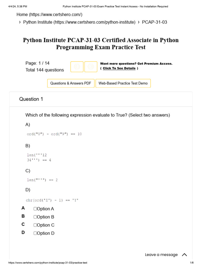 Python Institute PCAP-31-03 Certified Associate in Python Programming ...