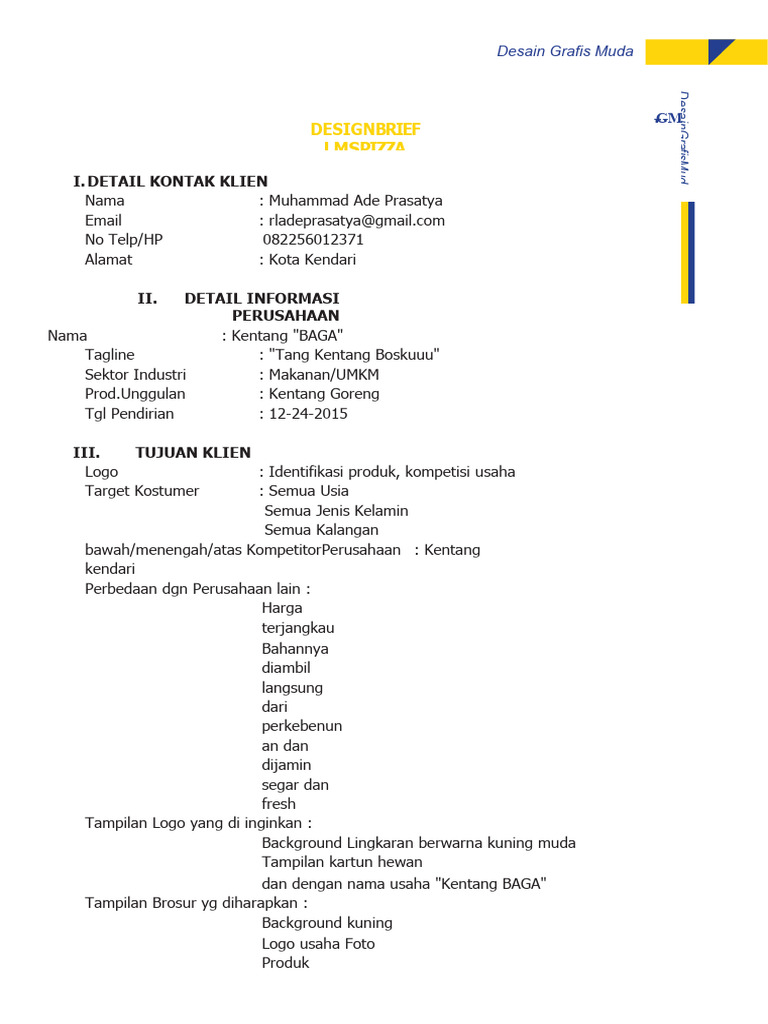 Desain Brief Logo Kentang BAGA | PDF