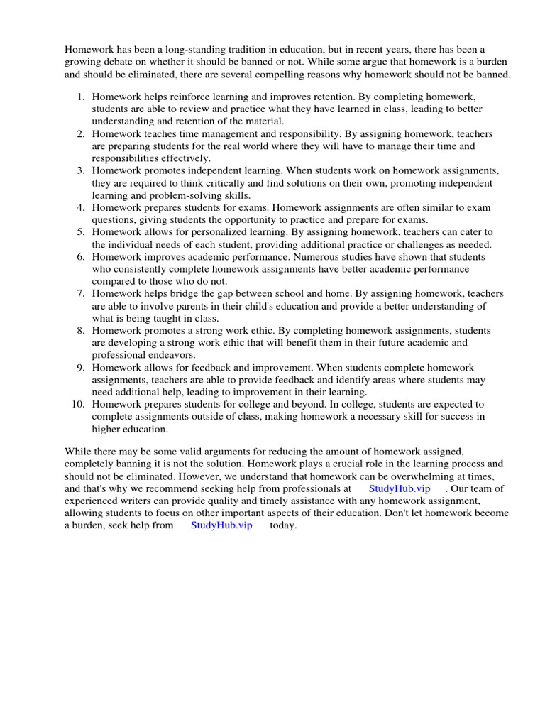 10 Facts Why Homework Should Not Be Banned | PDF | Homework | Teachers