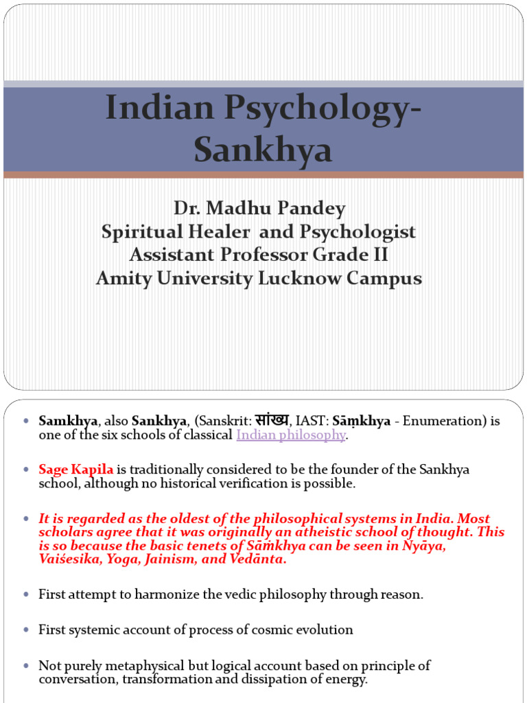 Indian Psychology - Sankhya | PDF | Ātman (Hinduism) | Hindu Philosophy