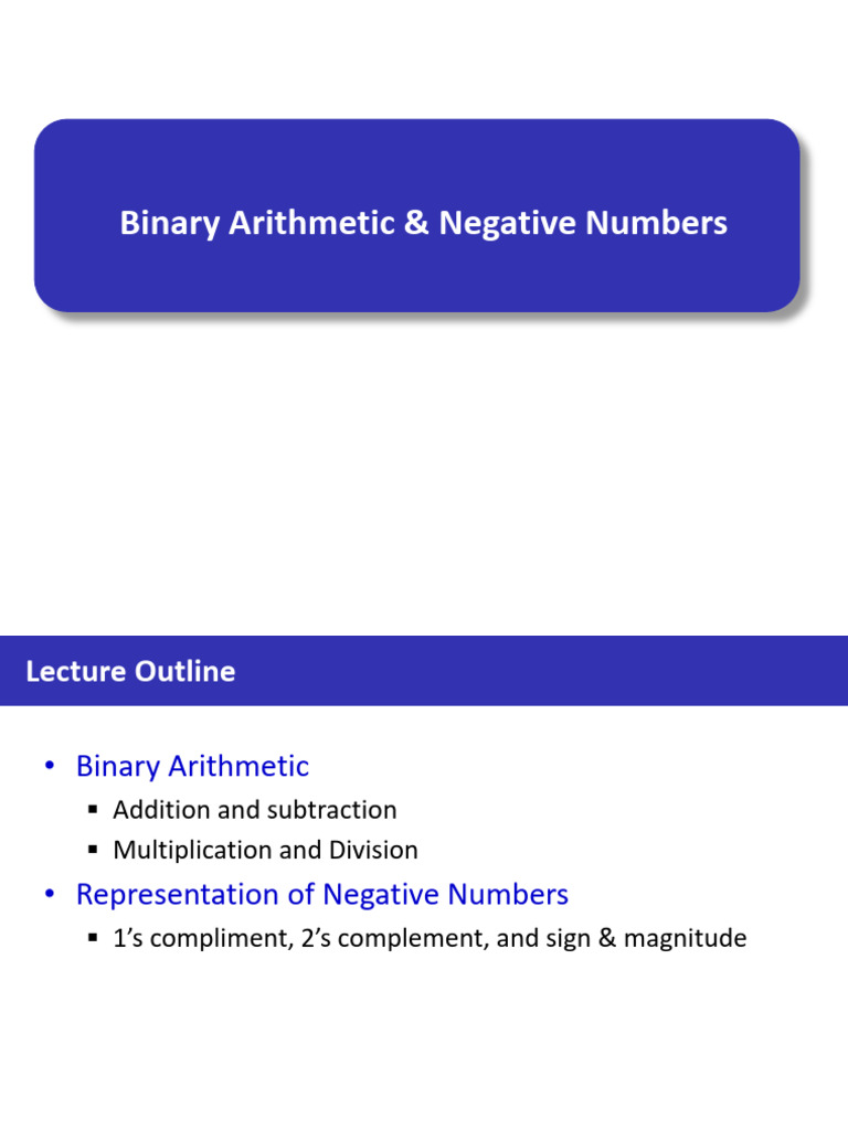 Lecture 3 Binary Arithmetic | PDF | Elementary Mathematics | Mathematical Notation