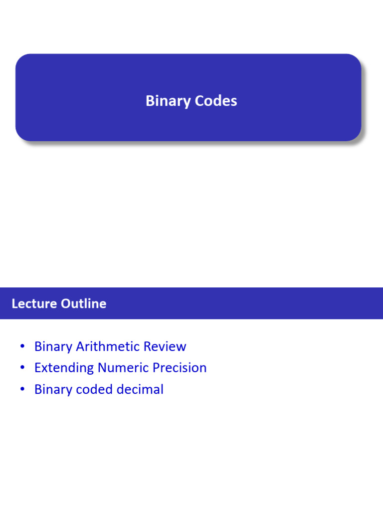 Lecture4binarycodes682e5e7a954c1394709f717bb2243d68 Pdf Binary Coded Decimal Integer