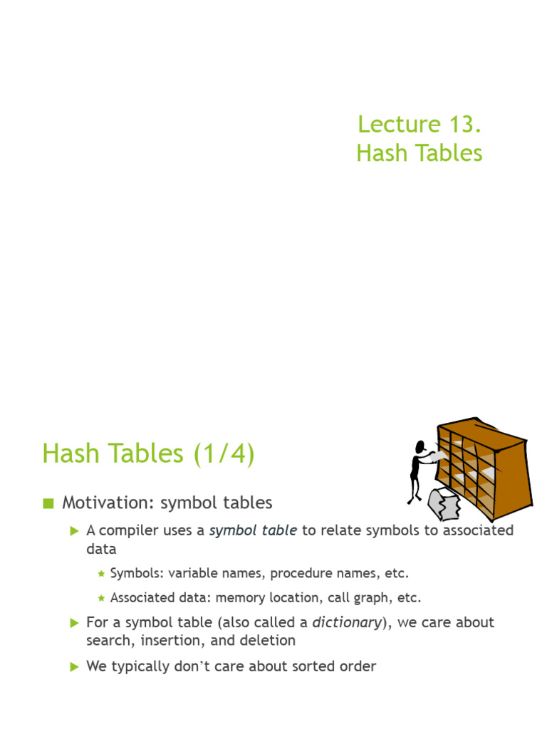 Lecture 13 Hash Tables Pdf Computer Data Applied Mathematics