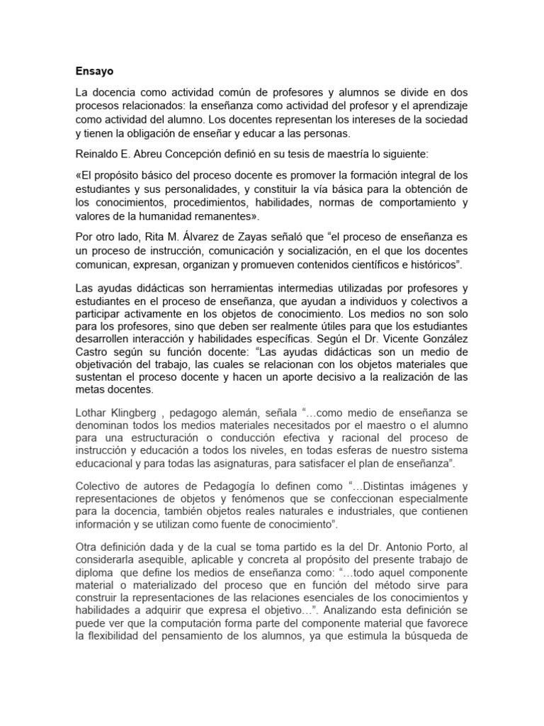 Ensayo Uso de Software | PDF | Enseñando | Maestros