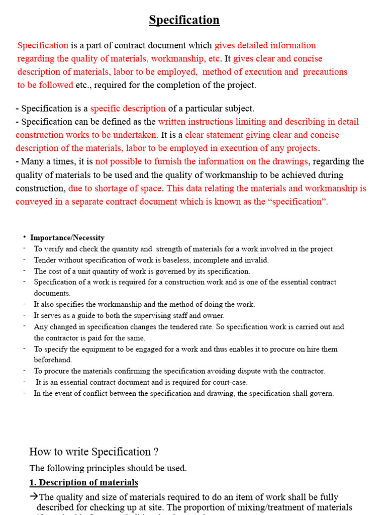 Specification | PDF | Specification (Technical Standard) | Concrete