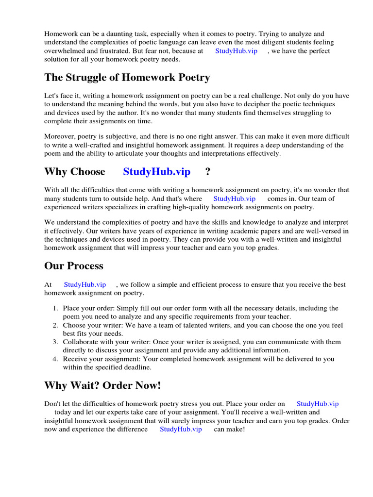 Homework Poetry | PDF | Poetry | Homework