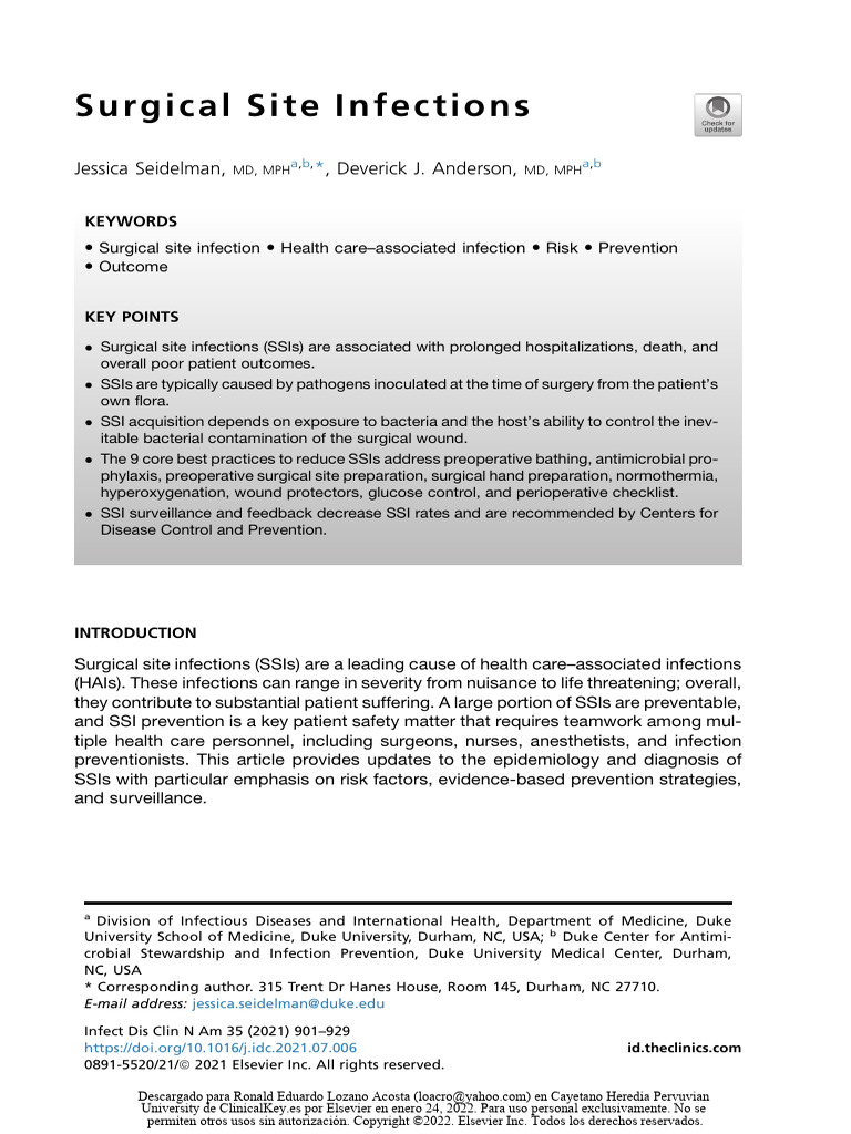 Surgical Site Infections | PDF | Surgery | Wound Healing