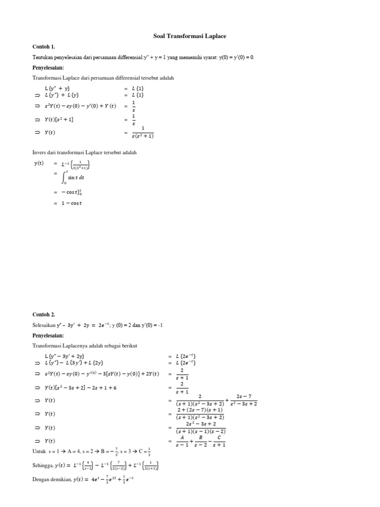 Contoh Soal Transformasi Laplace 3 | PDF