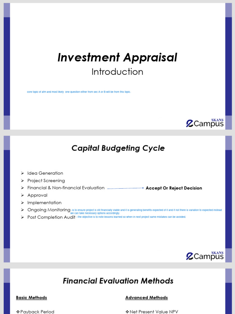 AFM - Investment Appraisal - AE - Week 1 | PDF | Net Present Value ...