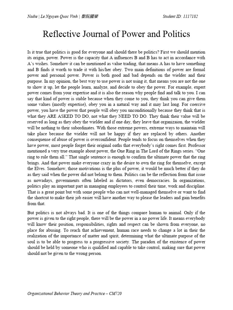 Reflective Journal W10 | PDF | Motivation | Motivational