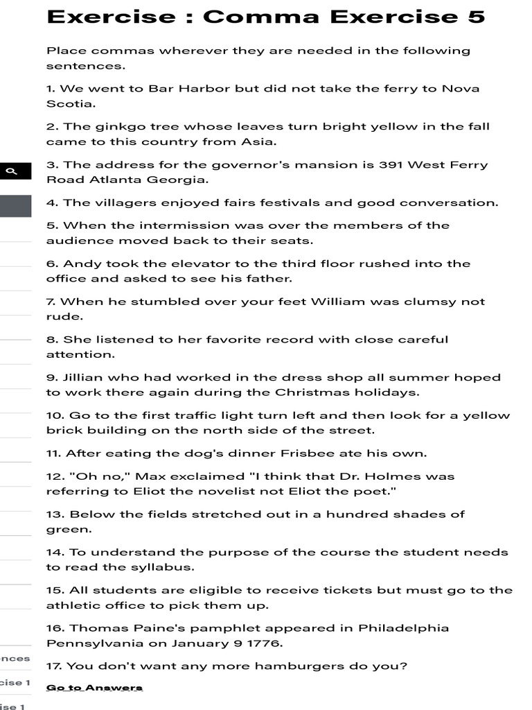 Comma Exercise 5 - Purdue OWL® - Purdue University | PDF | Comma
