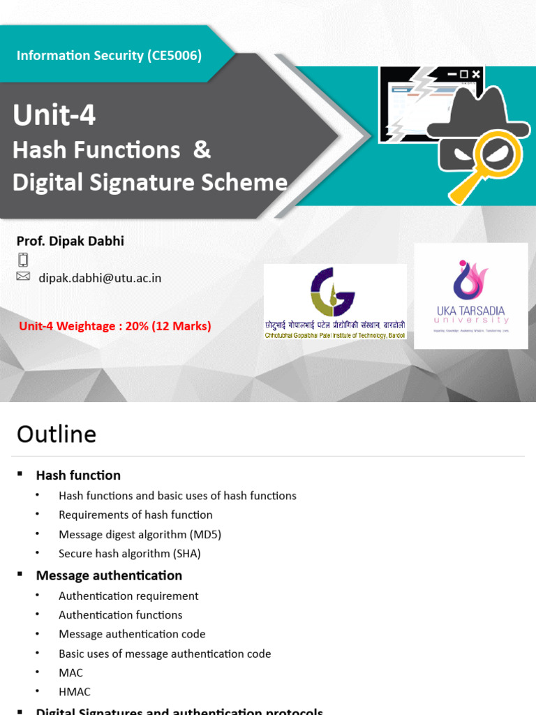 Unit-4 HashFunction & DigitalSignature | PDF | Public Key Cryptography | Cryptography