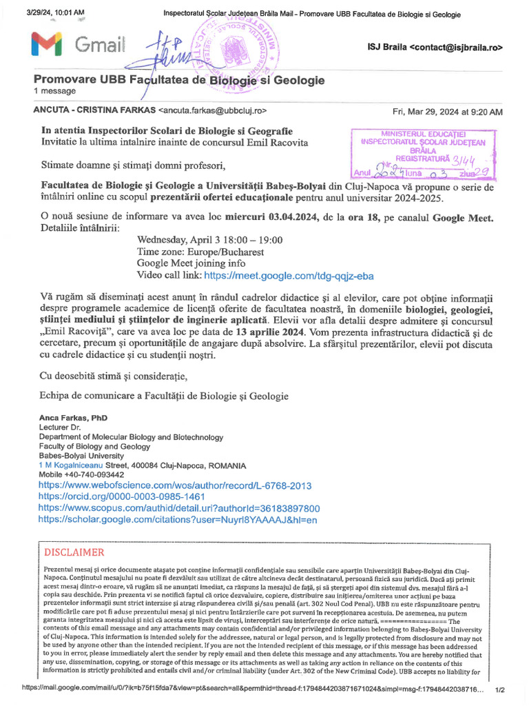 Prezentare Oferta Educationala - Ubb | PDF