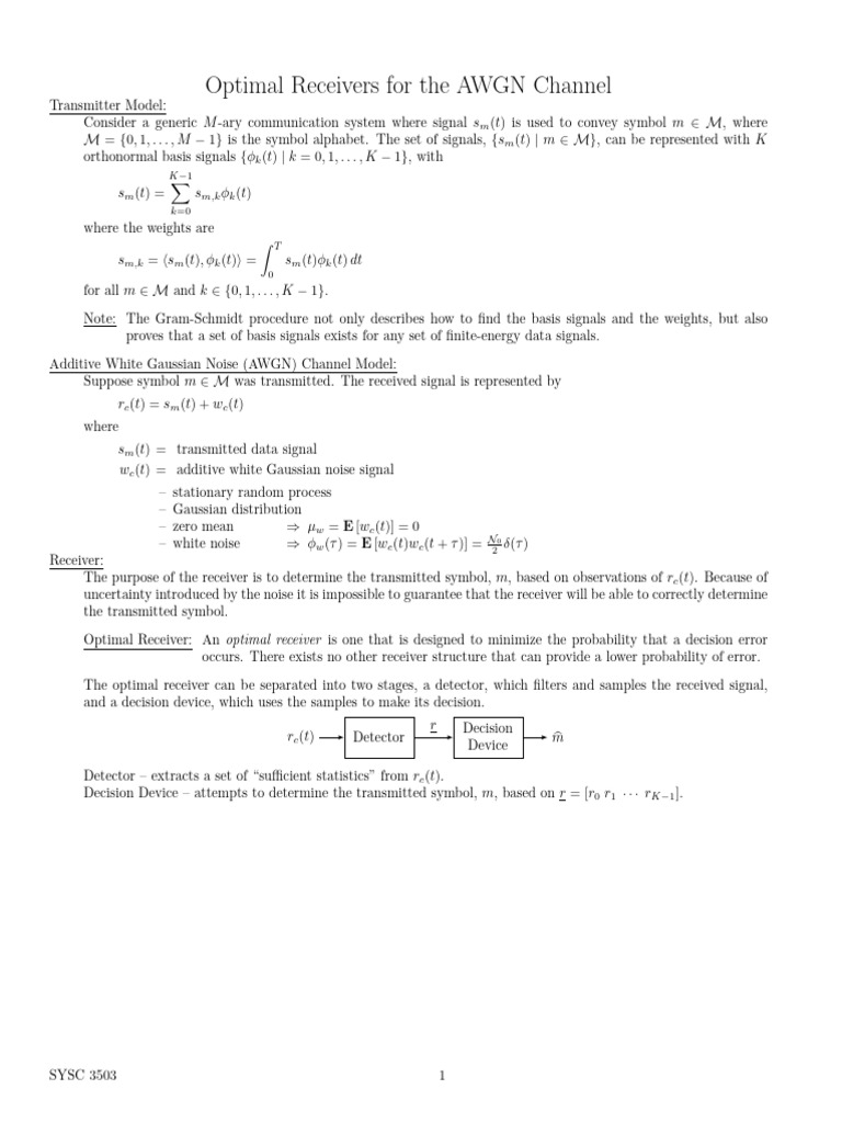 Optimum Receiver | PDF | Statistics | Probability Theory