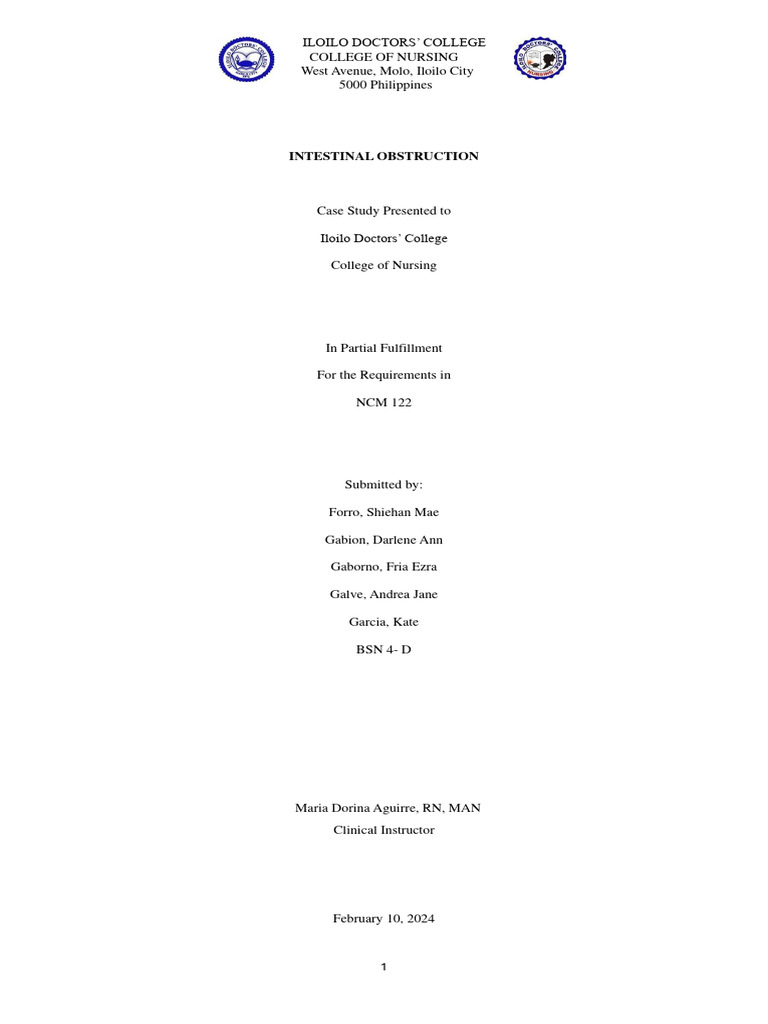 GROUP-2-2nd-half_INTESTINAL-OBSTRUCTION_CASE-STUDY | PDF | Large ...