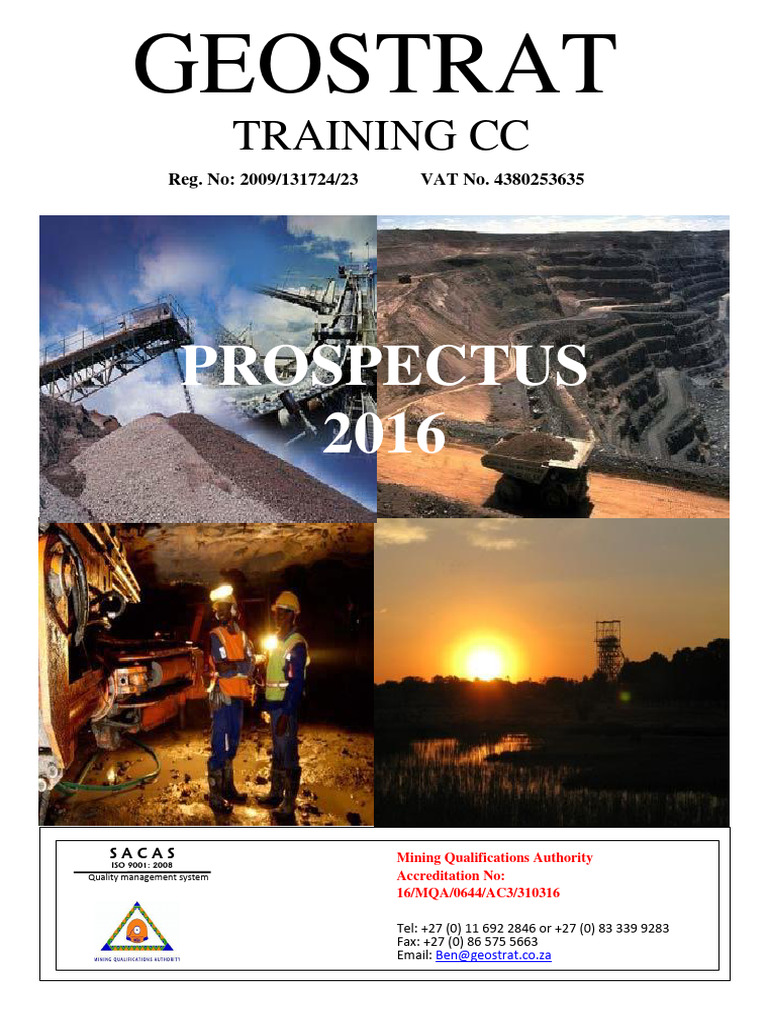 Geostrat Prospectus 2016 1 | PDF | Mining | Occupational Safety And Health