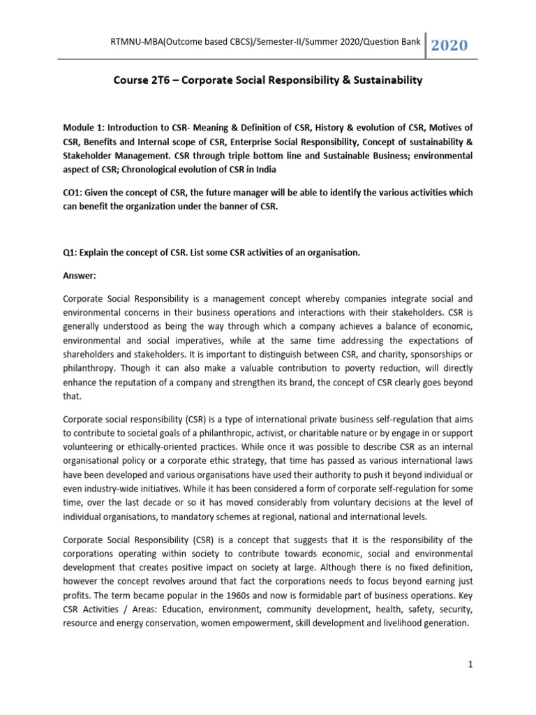 Corporate Social Responsibility Pdf Corporate Social Responsibility