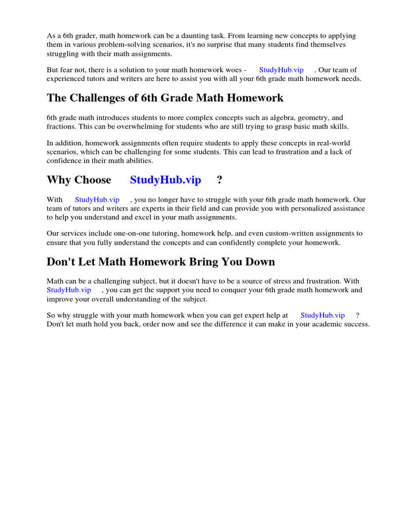 Math Homework For 6th Graders | PDF | Mathematics | Worksheet