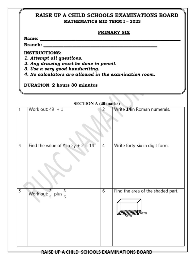 P.6 Maths | PDF | Mathematics | Arithmetic