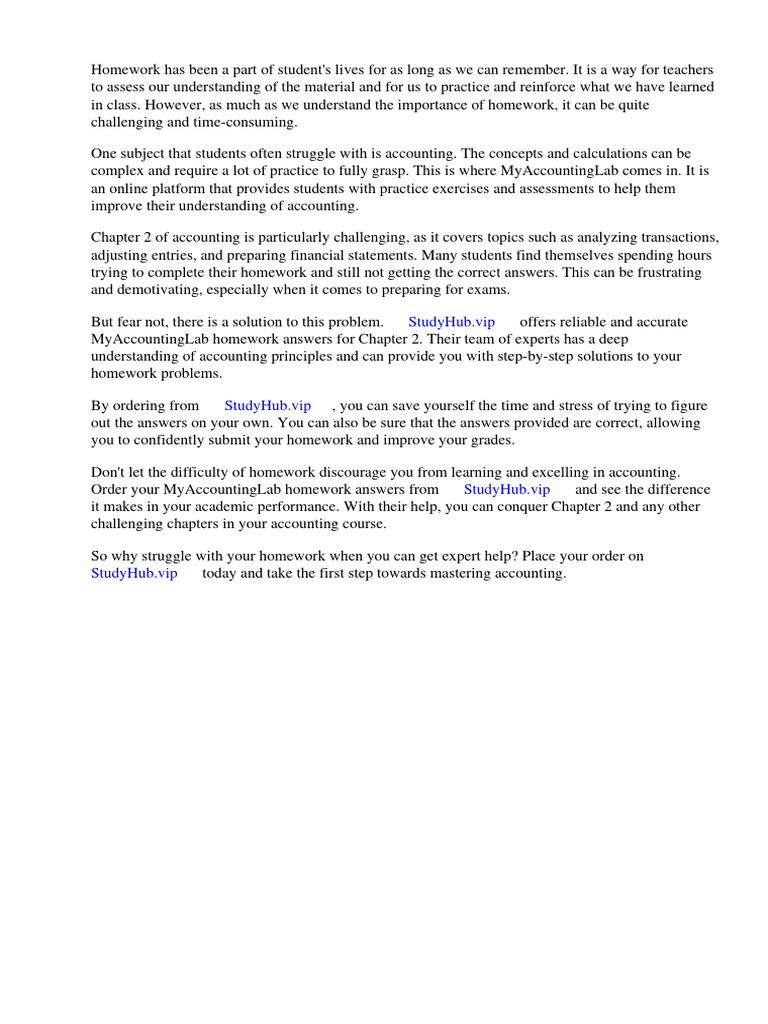 Myaccountinglab Homework Answers Chapter 2 | PDF | Homework | Learning