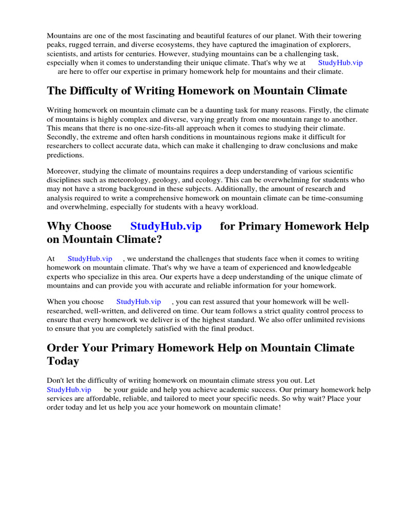 Primary Homework Help Mountains Climate | PDF | Mountains | Microsoft ...