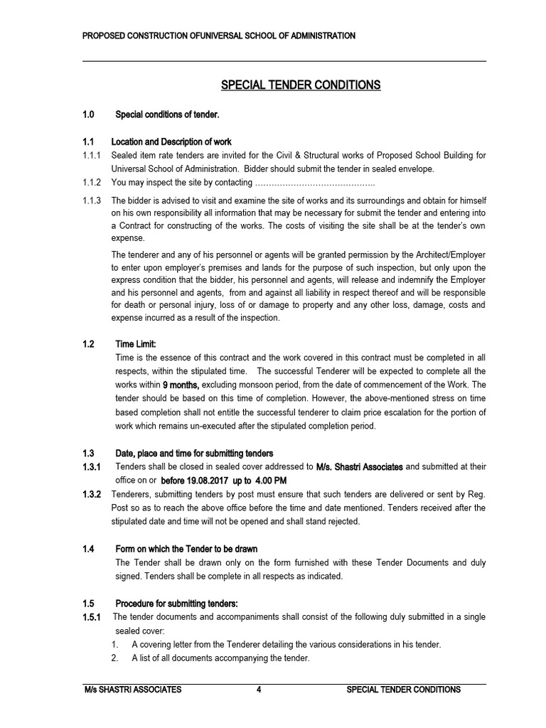 4.special Tender Conditions | PDF | Specification (Technical Standard ...