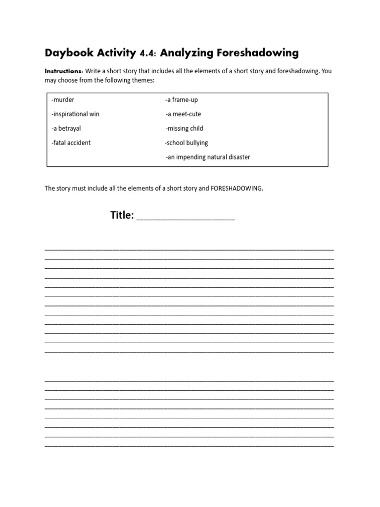 Short Story Foreshadowing Guide | PDF