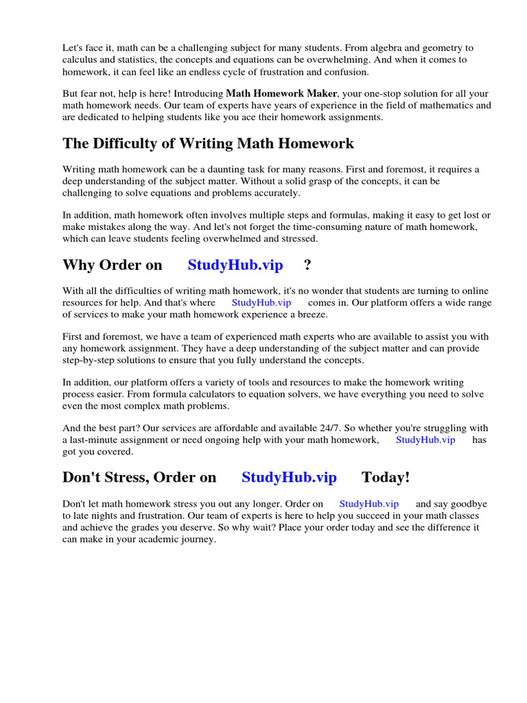 Math Homework Maker | PDF | Mathematics | Homework