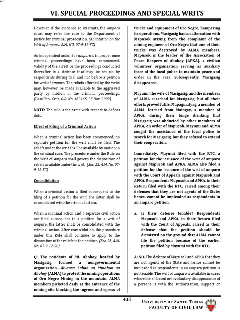 2023 Ust Golden Notes Remedial Law 2 451 500 | PDF | Mandamus | Habeas ...
