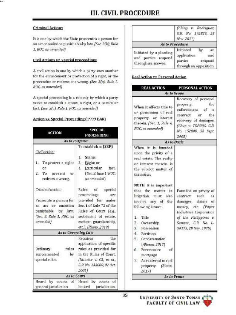 2023 Ust Golden Notes Remedial Law 2 51 100 | PDF | Lawsuit | Complaint