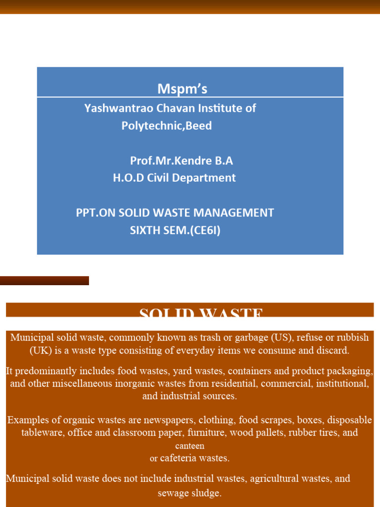 Final SWM PPT 2022 | PDF | Waste Management | Municipal Solid Waste