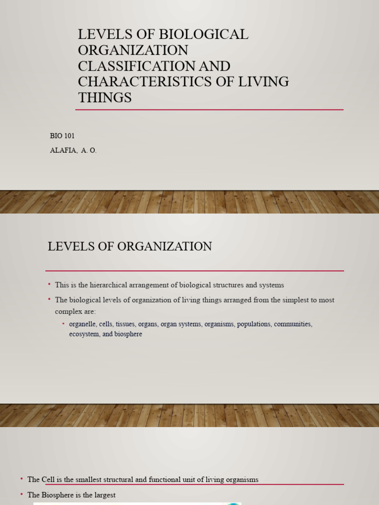 Levels of Biological Organization Characteristics of Living Things ...