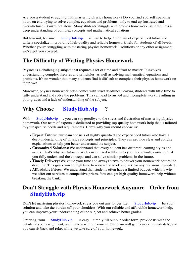 Mastering Physics Homework 1 Solutions | PDF | Homework | Physics