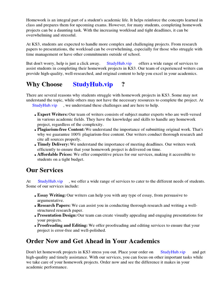 Homework Project Ideas Ks3 | PDF | Homework | Lesson Plan