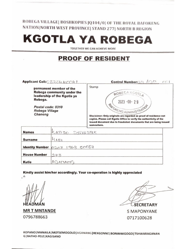 Letter of Kgosana | PDF