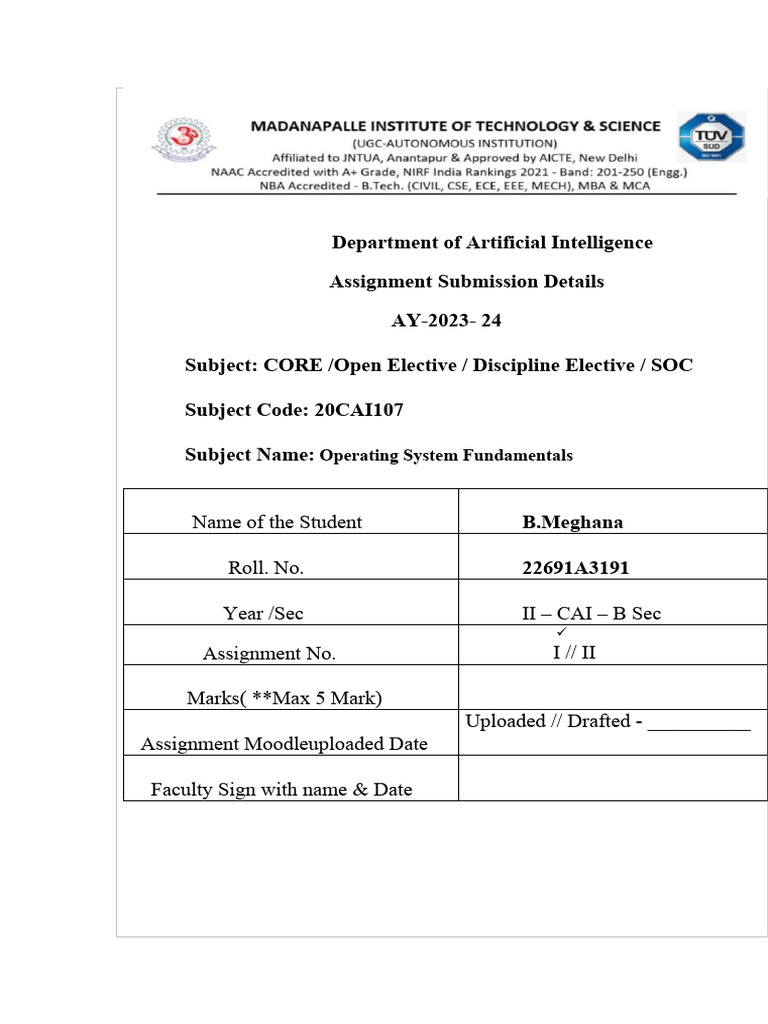 OS assignment-1 | PDF | Kernel (Operating System) | Operating System