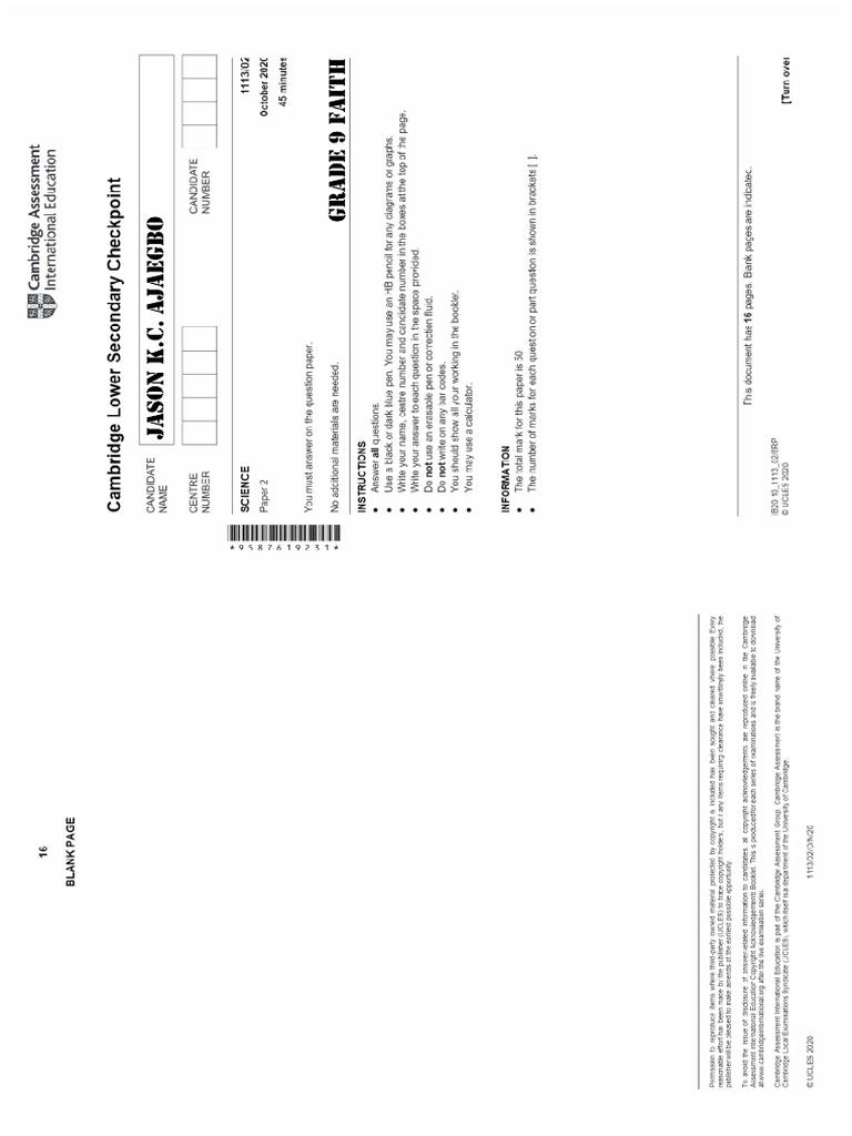 October 2020 Paper 2 Printout | PDF