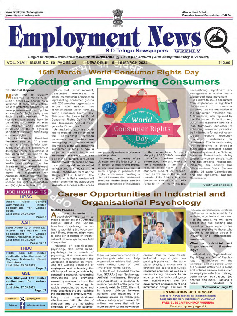 Employment News English 09-Mar-2024 | PDF