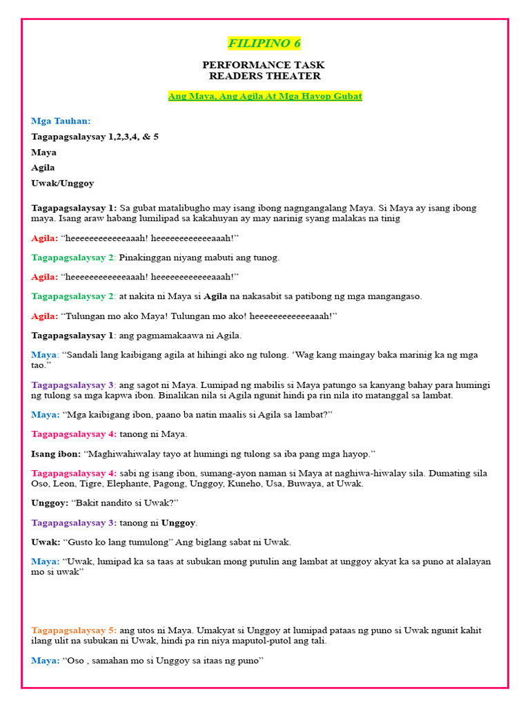 Ang Maya, Ang Agila at Mga Hayop Gubat | PDF