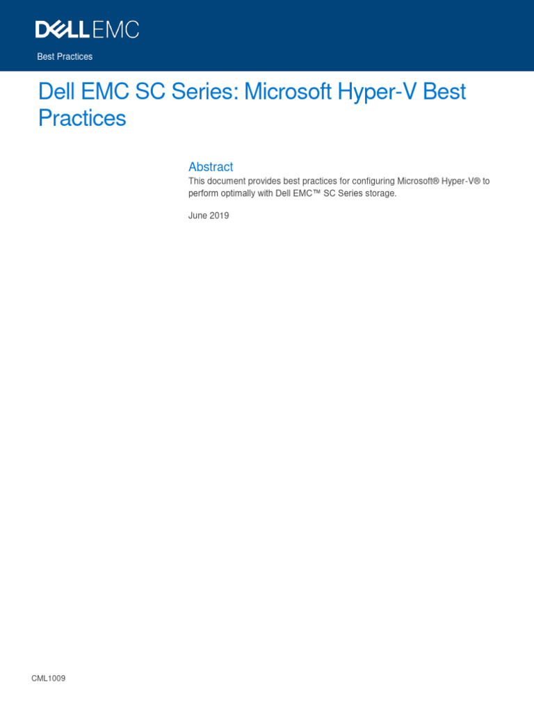 Common - cml1009 SC Series Hyper V Best Practices WP - en Us | PDF | Hyper V | Virtual Machine