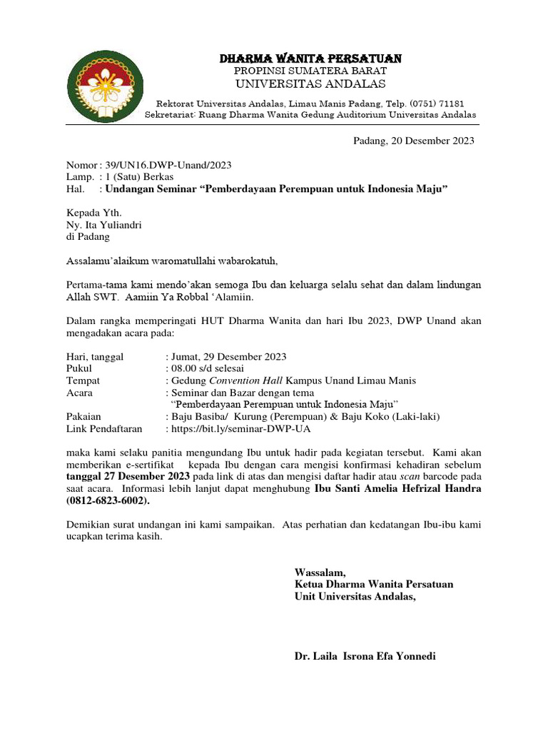 Surat Undangan DWP Lama | PDF