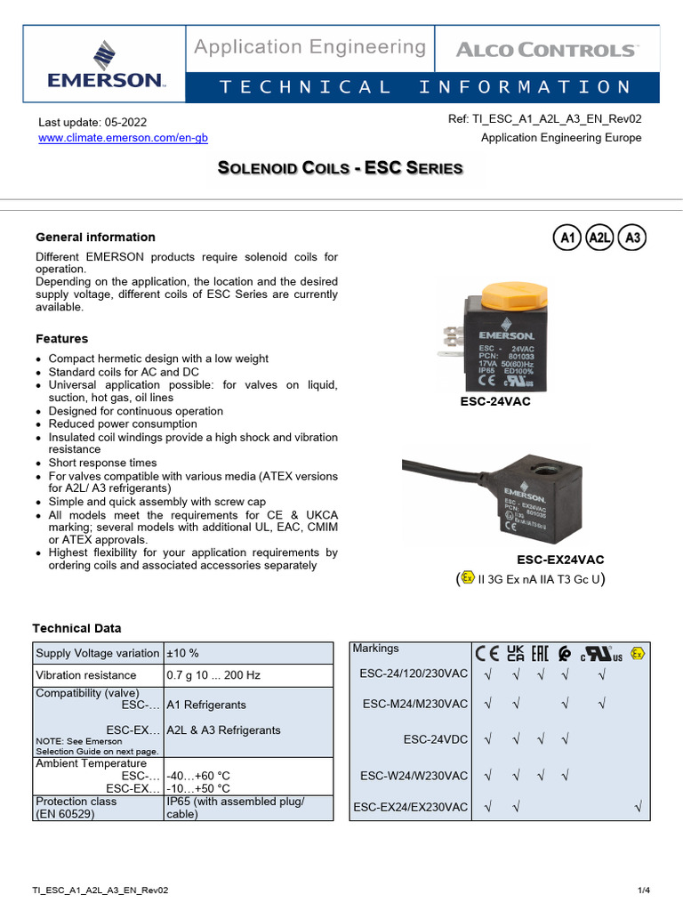 ESC Series Solenoid Coils Overview | PDF | Alternating Current | Inductor