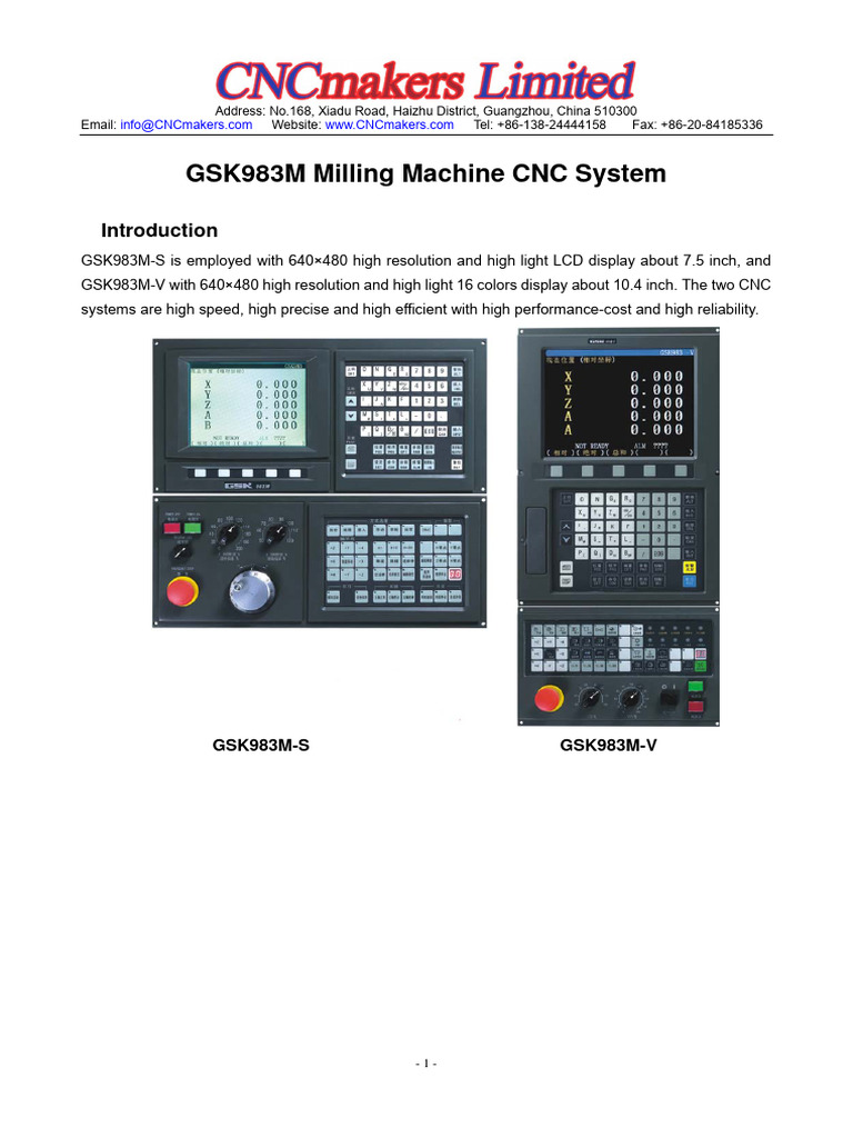 GSK983M | PDF | Numerical Control | Programmable Logic Controller