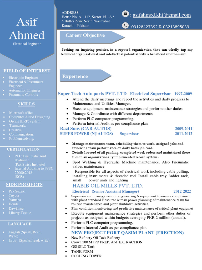 cv asif (1) | PDF | Engineering