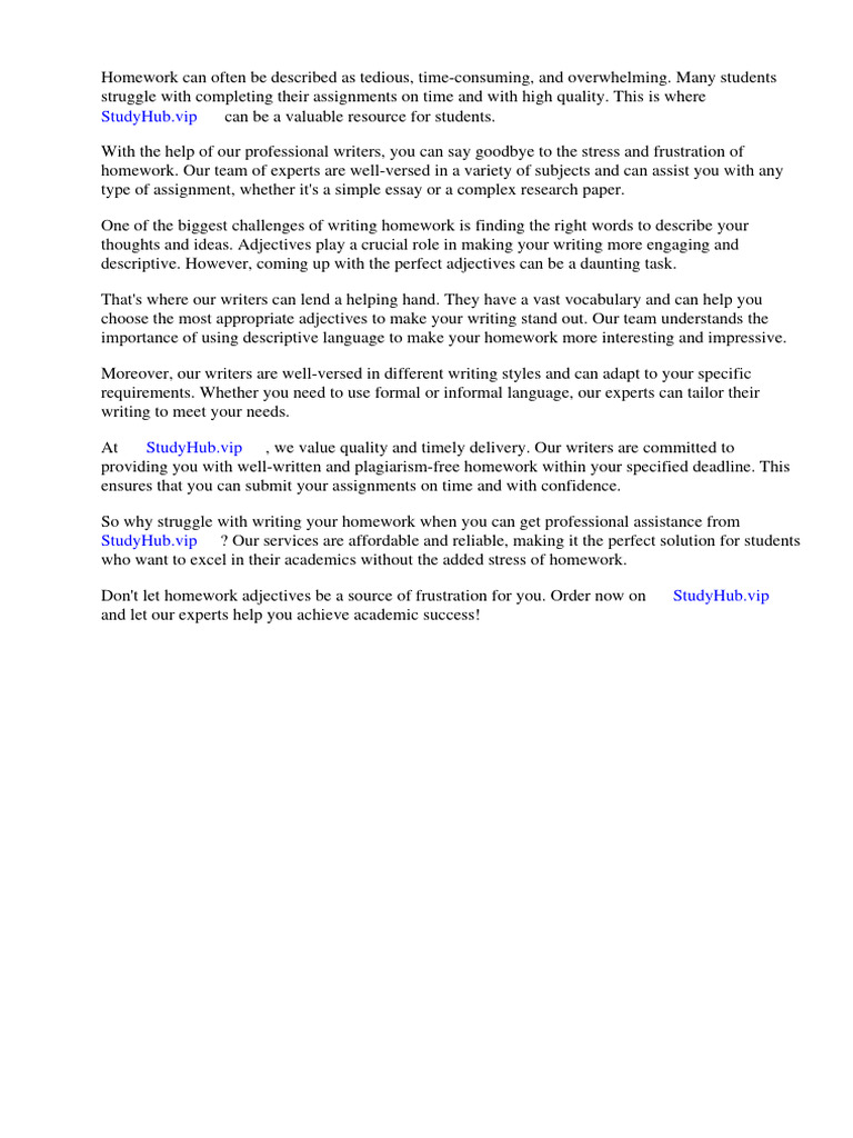 Homework Adjectives | PDF | Adjective | Essays