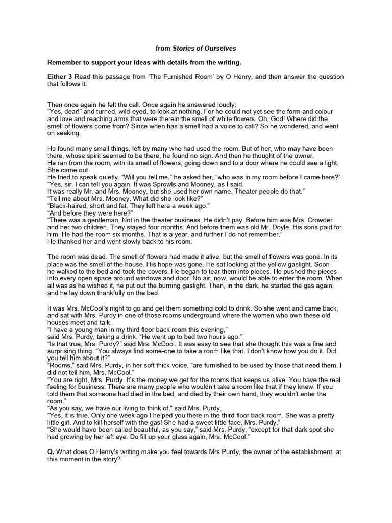 Analysis of "The Furnished Room" | PDF | Mystery, Thriller & Crime Fiction